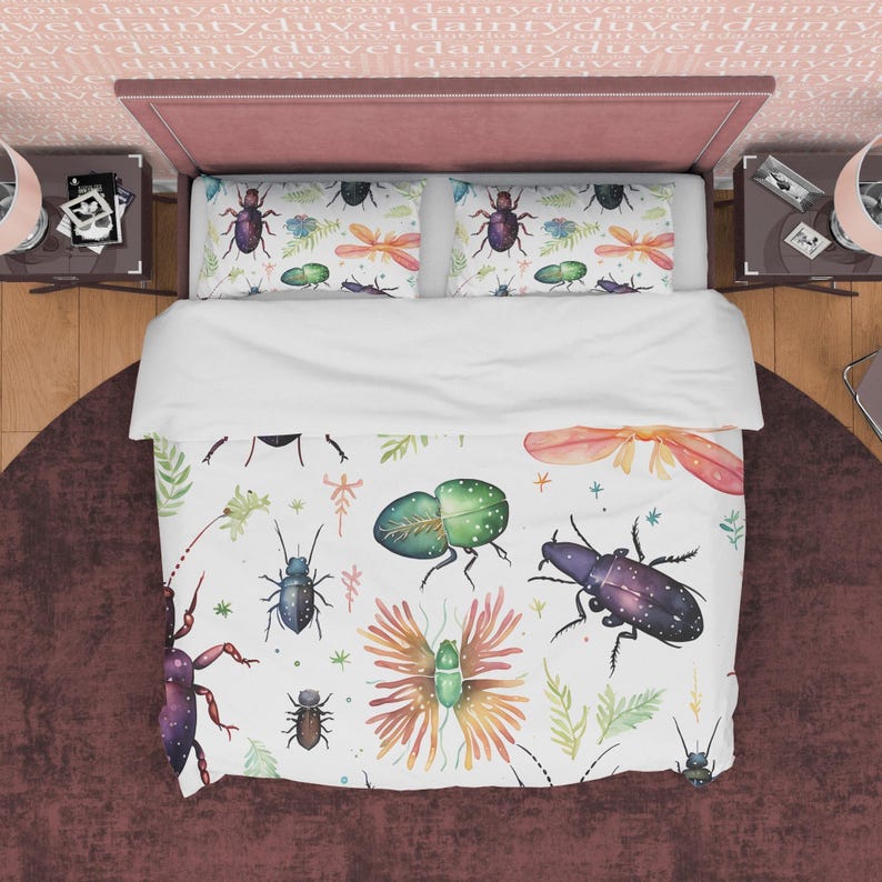 Colorful Insect Cotton Duvet Cover, Beetle Bedding, Entomology Gift ...