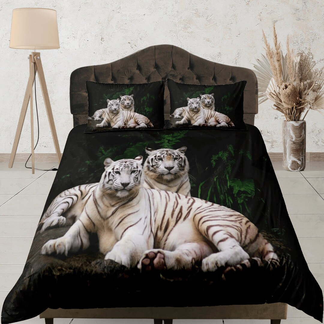 Majestic White Tiger Bedding Set, Gorgeous Bed Set, Black and White ...