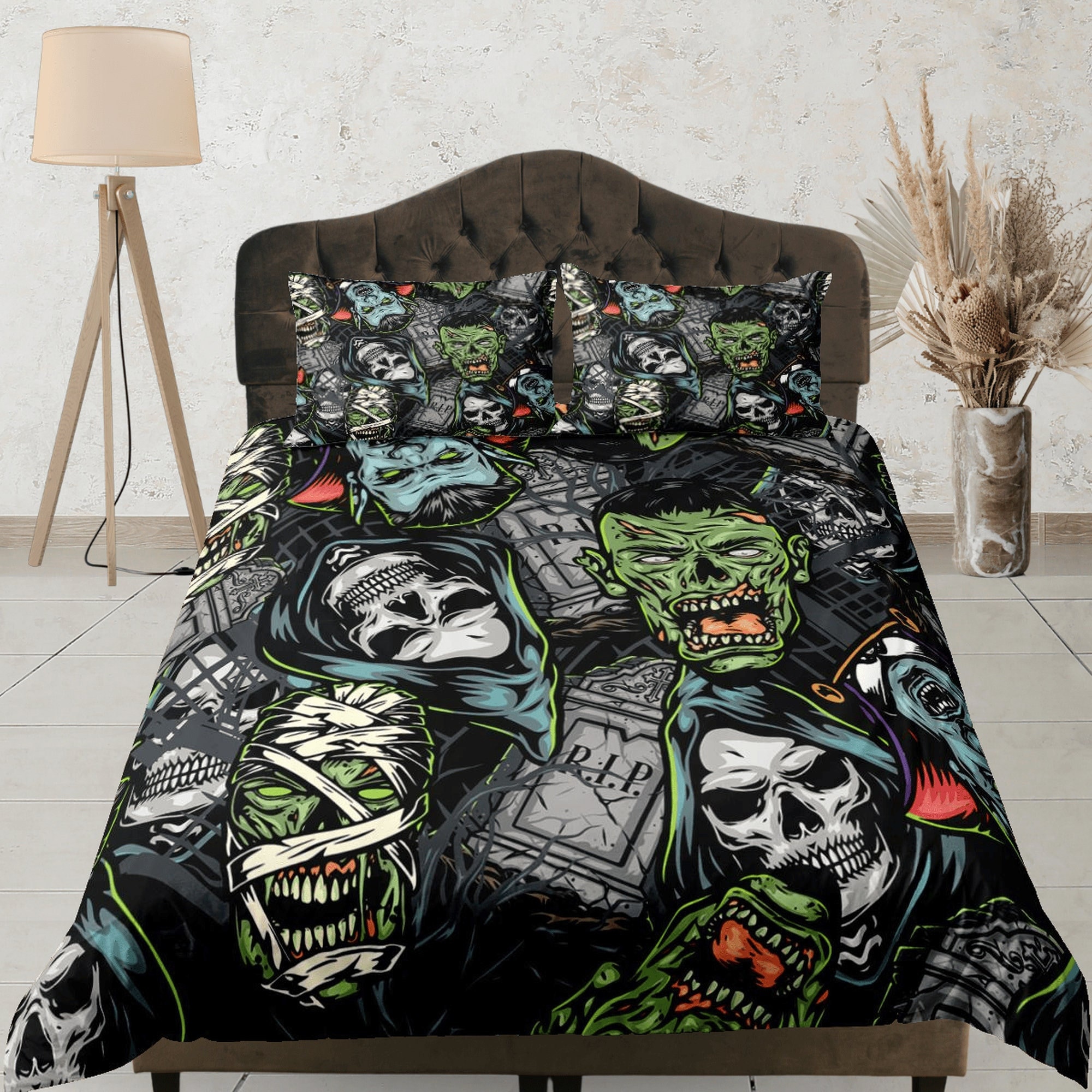 Zombie Horror Duvet Cover Set, Gothic Halloween Bedding, Soft Bed Set ...
