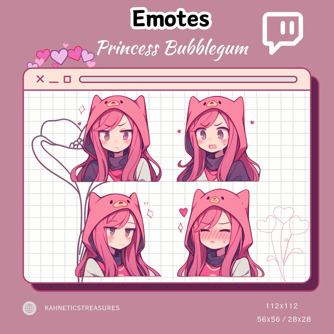 Whimsical Emotes Set (4) - Adventure Time "princess Bubblegum" (twitch ...