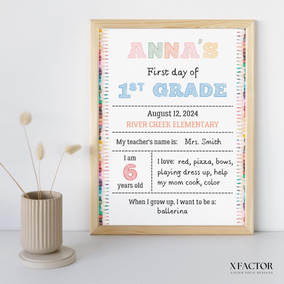 Custom Back to School Sign First Day of School Sign Printable Reusable ...