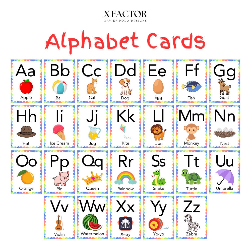 Alphabet Cards for Kids Learn Abcs Educational Flashcards Preschool ...