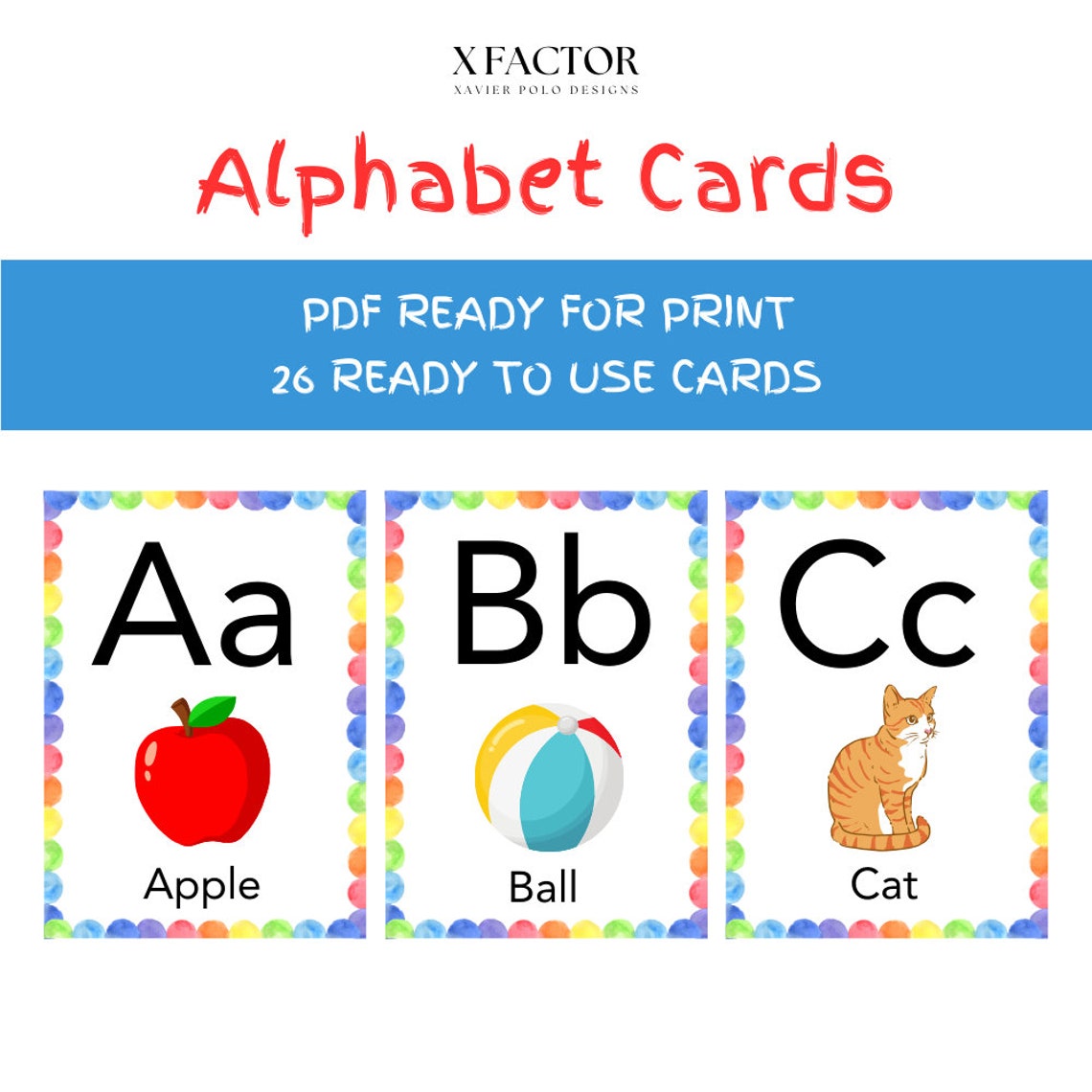 Alphabet Cards for Kids Learn Abcs Educational Flashcards Preschool ...