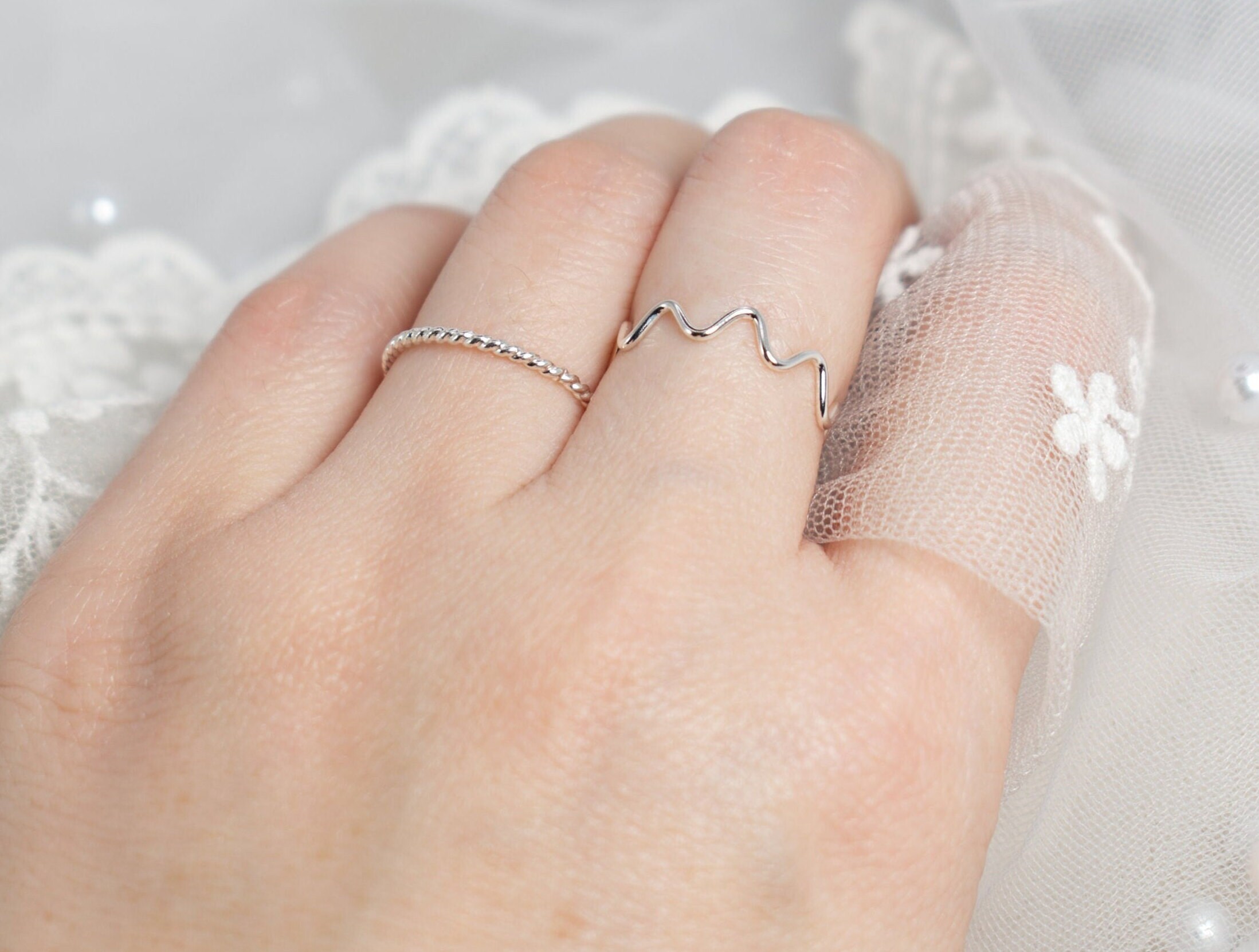 Ripple Stacking Ring Set handmade 14k Gold Filled or Sterling Silver ...