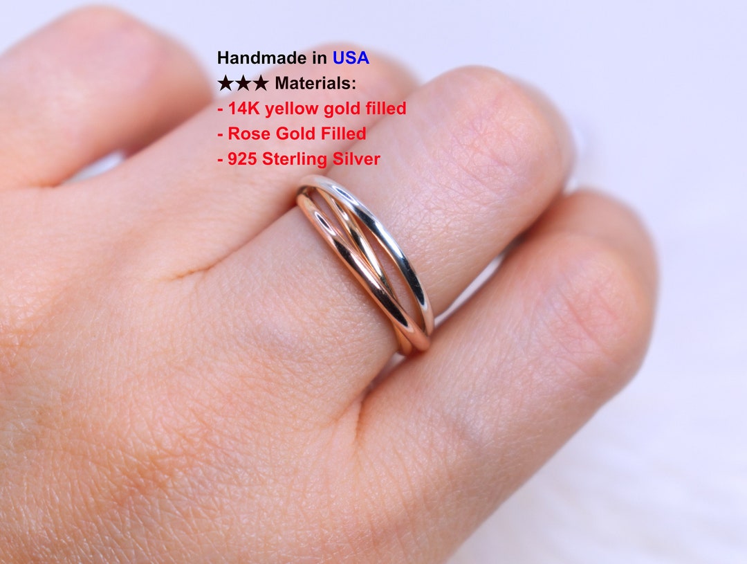 Fidget Ring Spinner 3 Worry Rotatable Ring Available in Gold silver ...