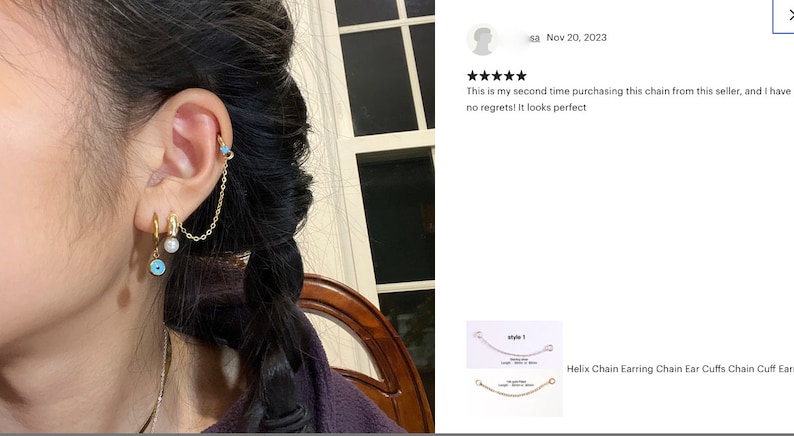 Sterling Silver Chain Earring Cuff – Gold Filled Chain Ear Jacket ...
