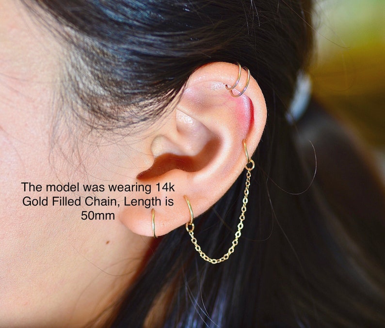Sterling Silver Chain Earring Cuff – Gold Filled Chain Ear Jacket ...