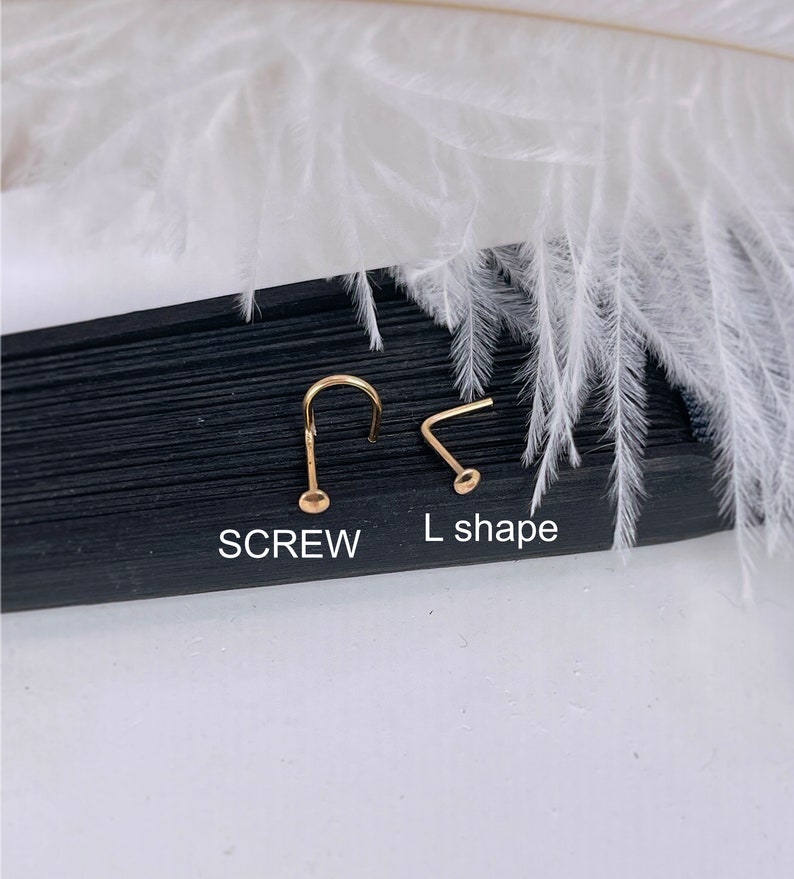 Gold Nose Ring – Sterling Silver Nose Stud, L-shape or Screw Nose Ring ...