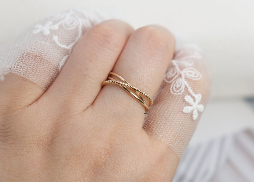 Gold Filled Spinner Ring Set – Sterling Silver Rose Gold Elegant Set of ...