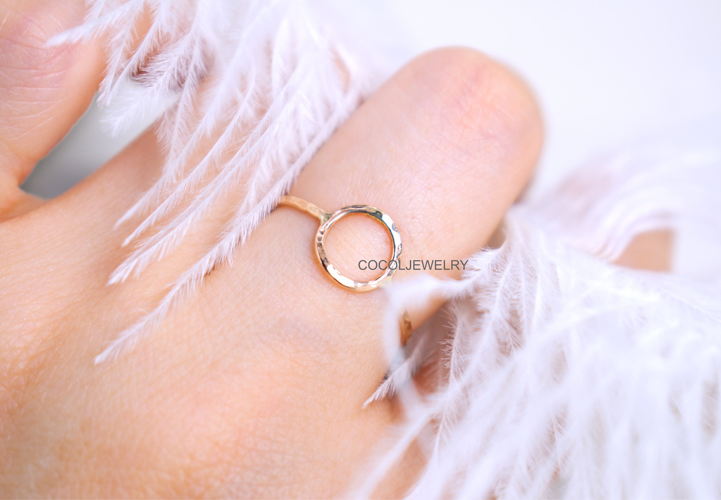 Hammered Gold Circle Ring Open Circle Ring Gold or Silver Simple Ring chic Simple Ring Ring Boho ...