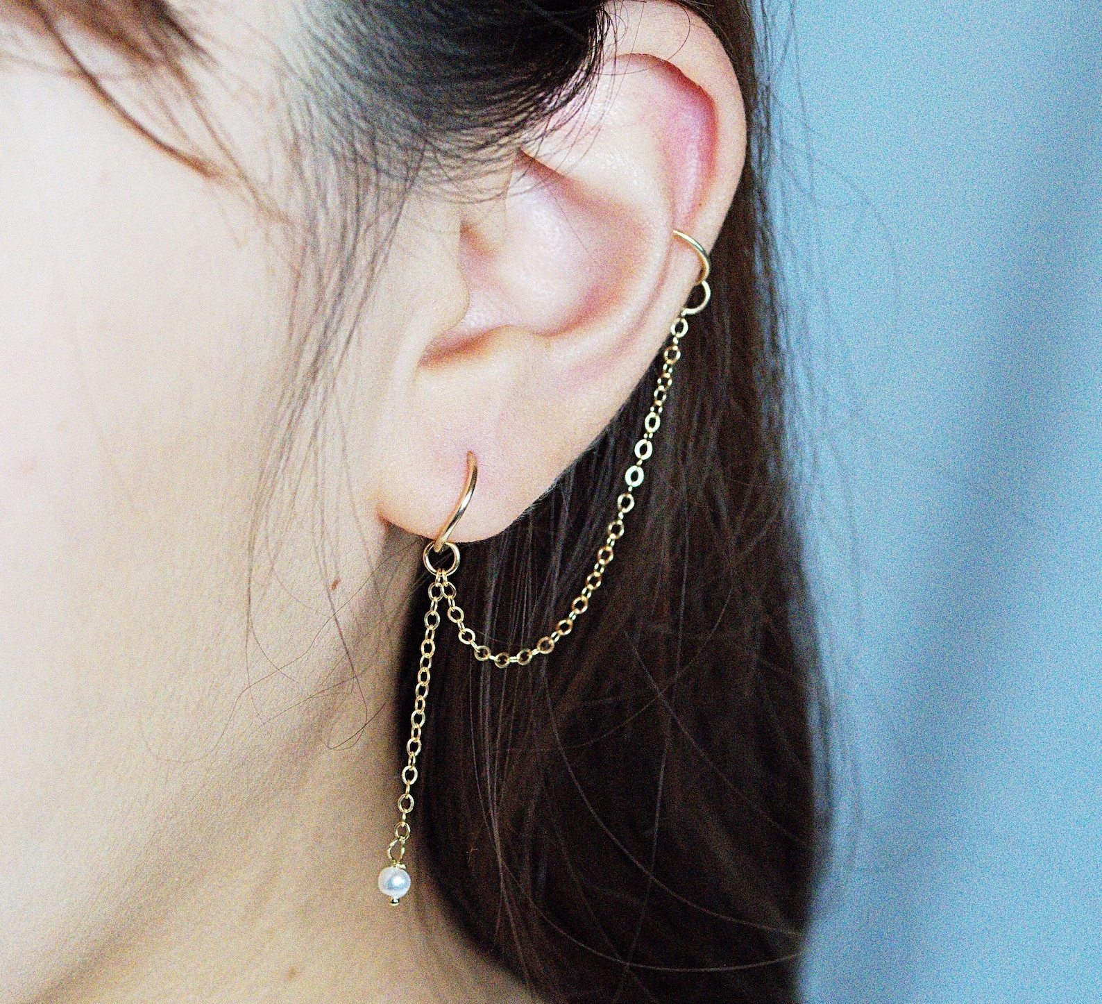Sterling Silver Chain Earring Cuff – Gold Filled Chain Ear Jacket ...