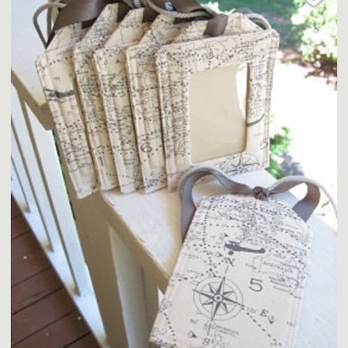 Luggage Tag / Map Gray and Natural | Etsy