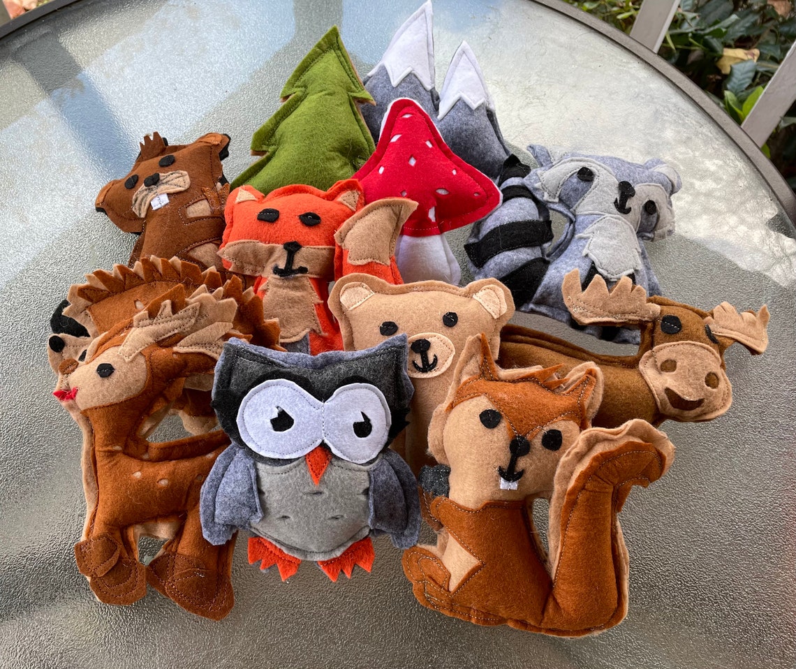 Felt Woodland Animals/ 9 Different Animals/ Tree Mushroom and - Etsy
