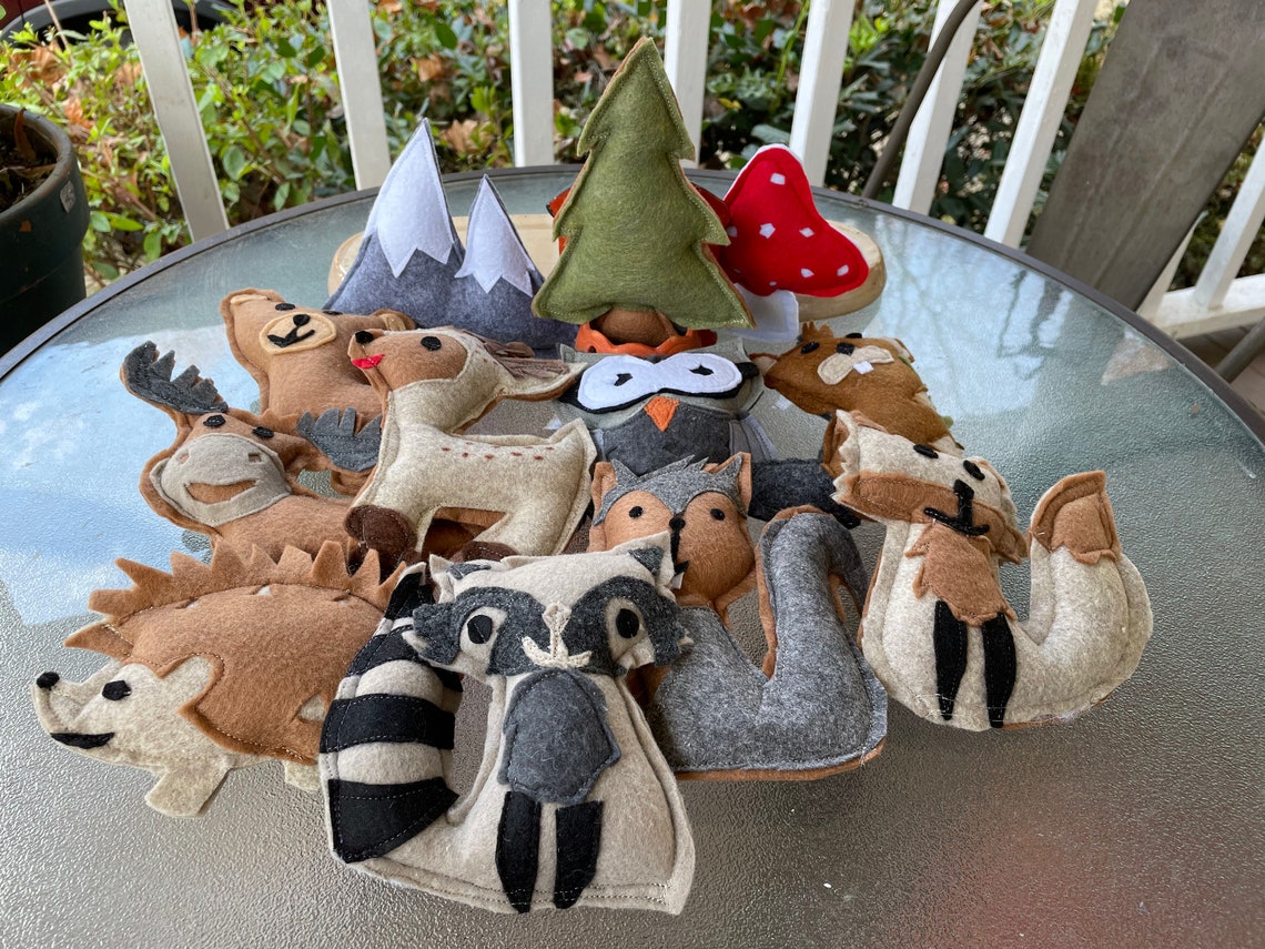 Felt Woodland Animals/ 9 Different Animals/ Tree Mushroom and - Etsy
