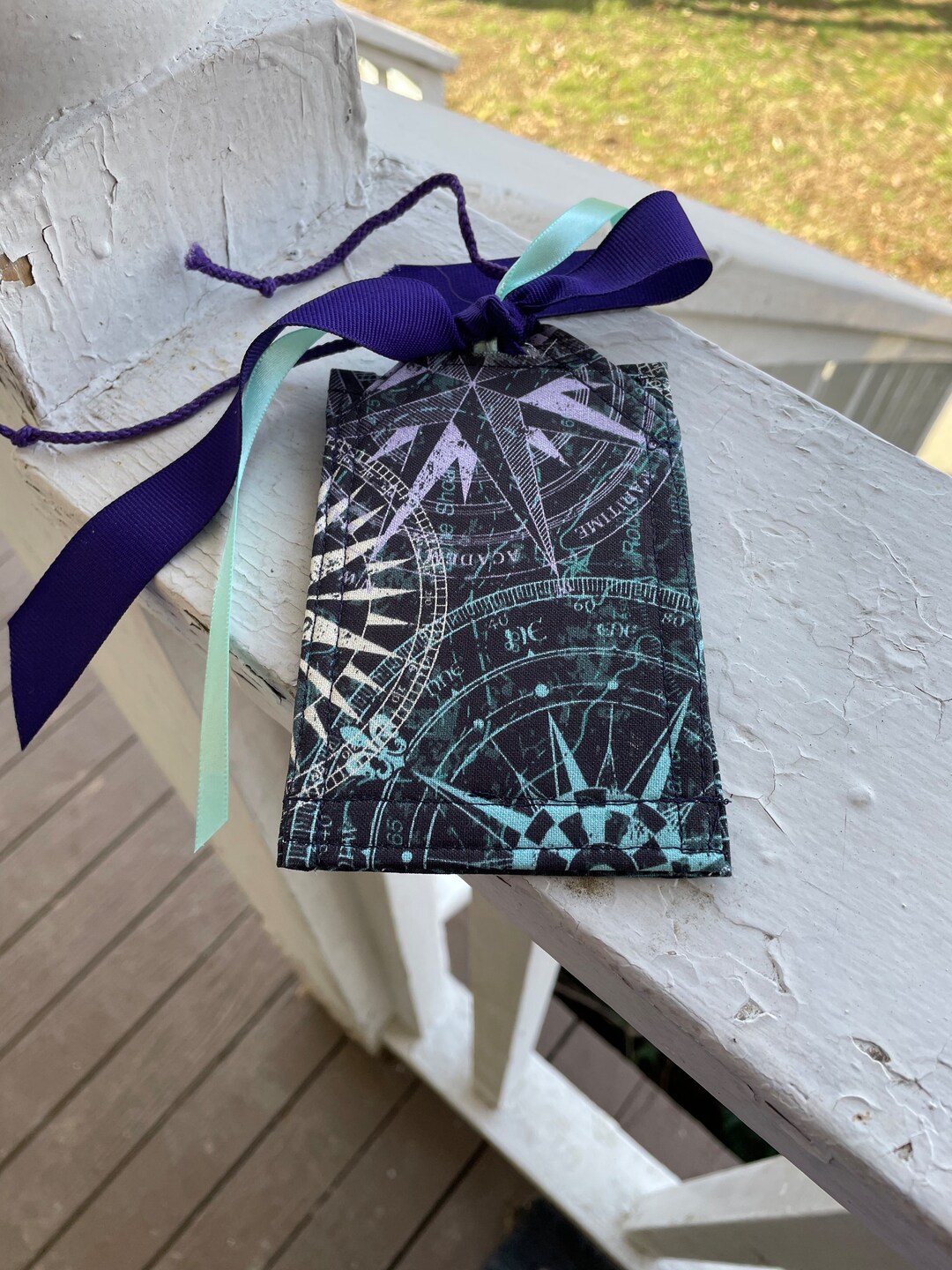Luggage Tag/ Compass Fabric - Etsy