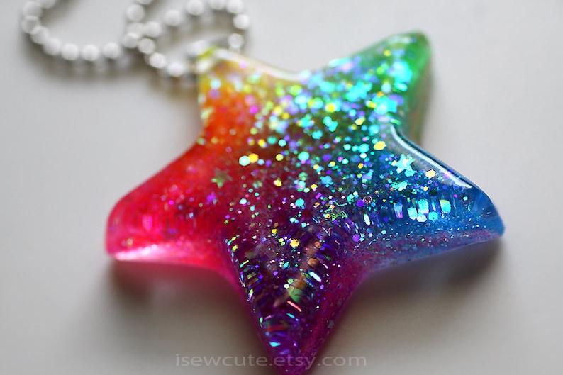 Resin Jewelry Necklace Star Pendant Rainbow Colorful | Etsy