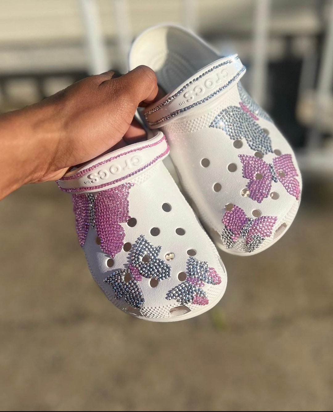 Rhinestone Butterfly Crocs, Custom Crocs - Etsy
