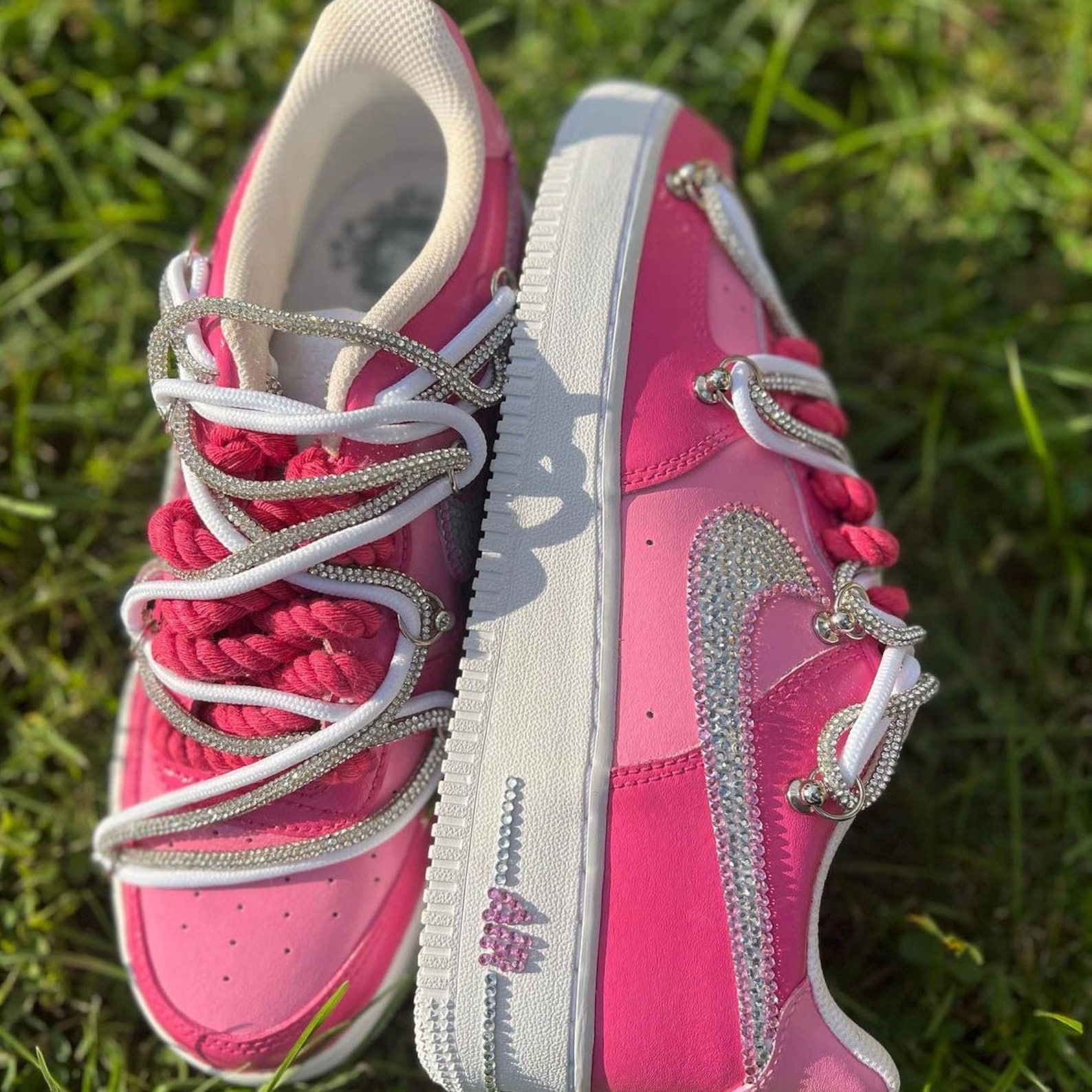 Custom Air Force1's With Rope and Diamond Laces - Etsy