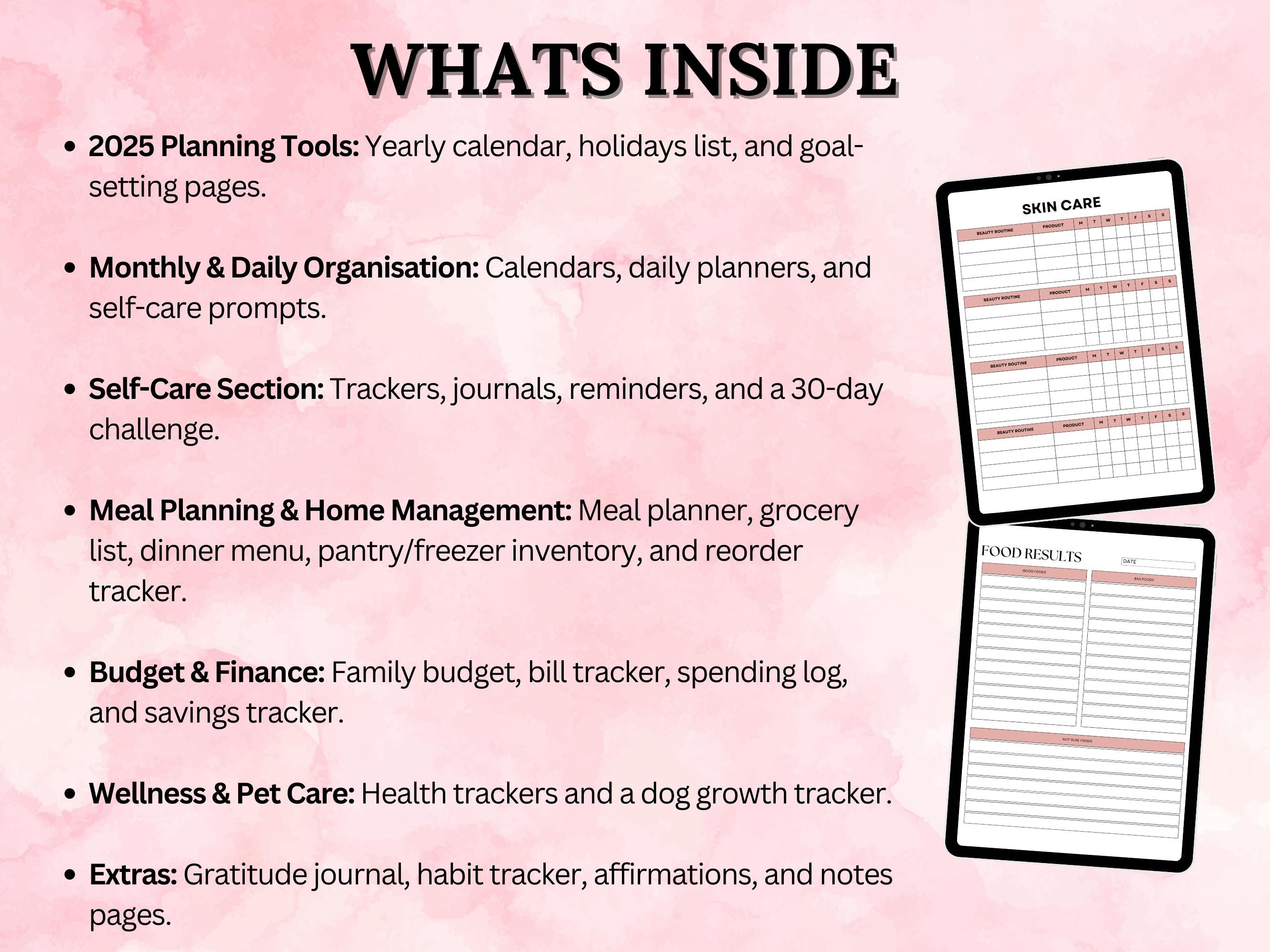 ADHD Digital Planner PLR, 2025 Printable Diary, Mental Health Journal ...