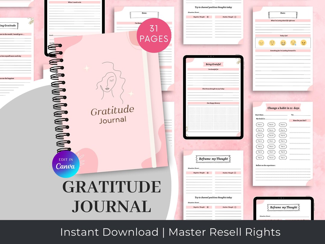 Gratitude Journal: Daily Mindfulness Planner, Goodnotes Compatible ...