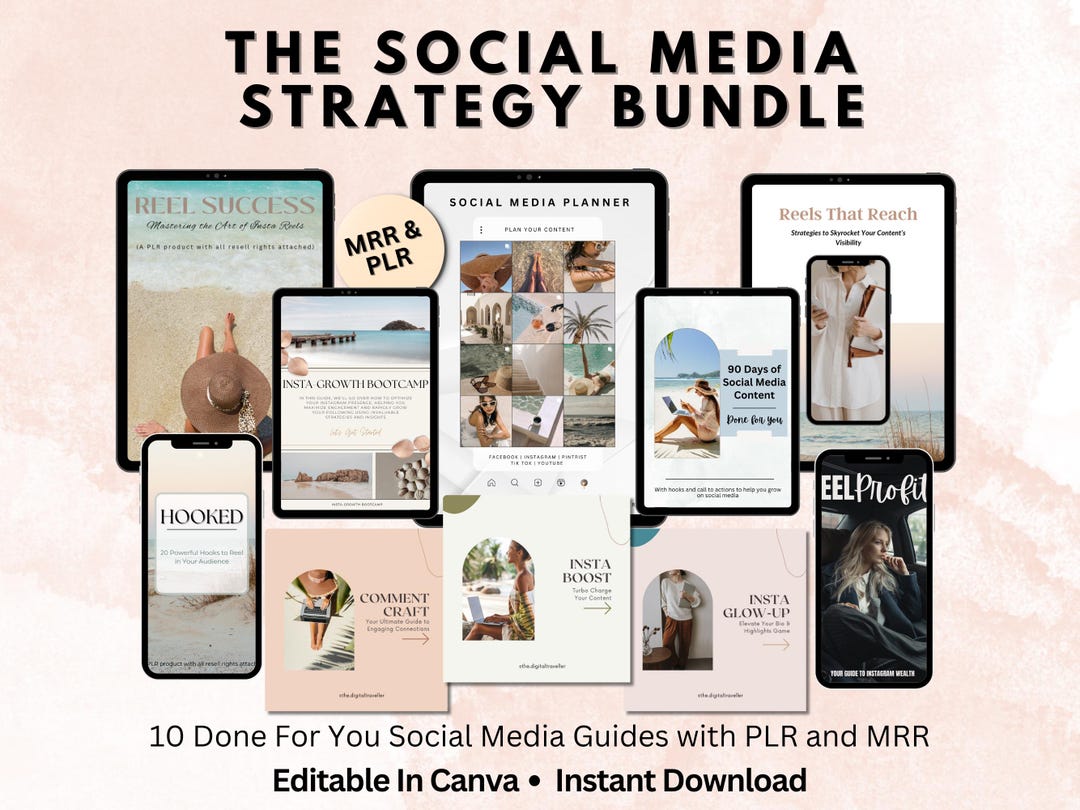 Social Media Strategy Bundle: 10 Done-for-you Guides (PLR & MRR) - Etsy