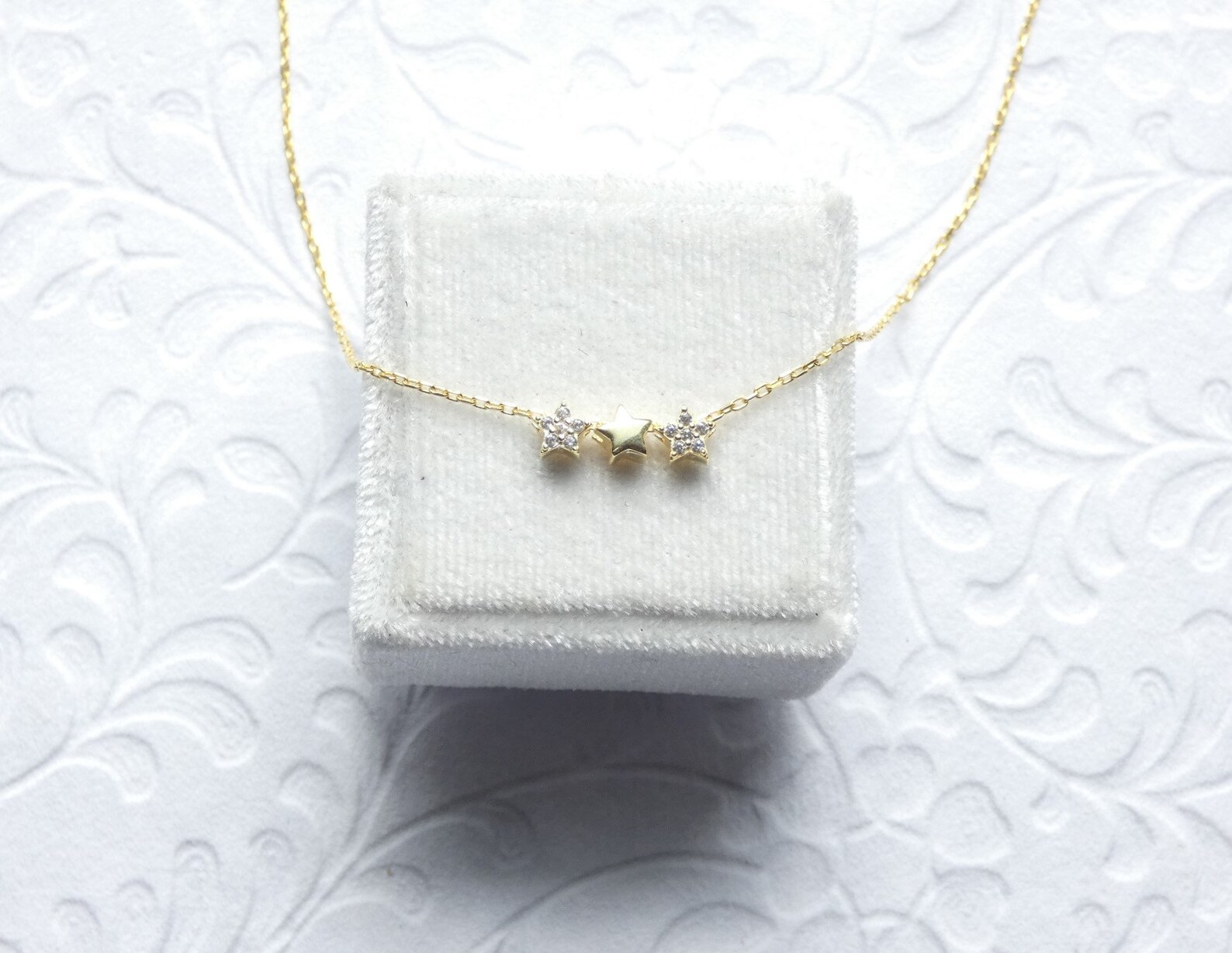 Tiny Star Necklace, Mini Star Necklace, 3 Star Necklace, Celetisal ...
