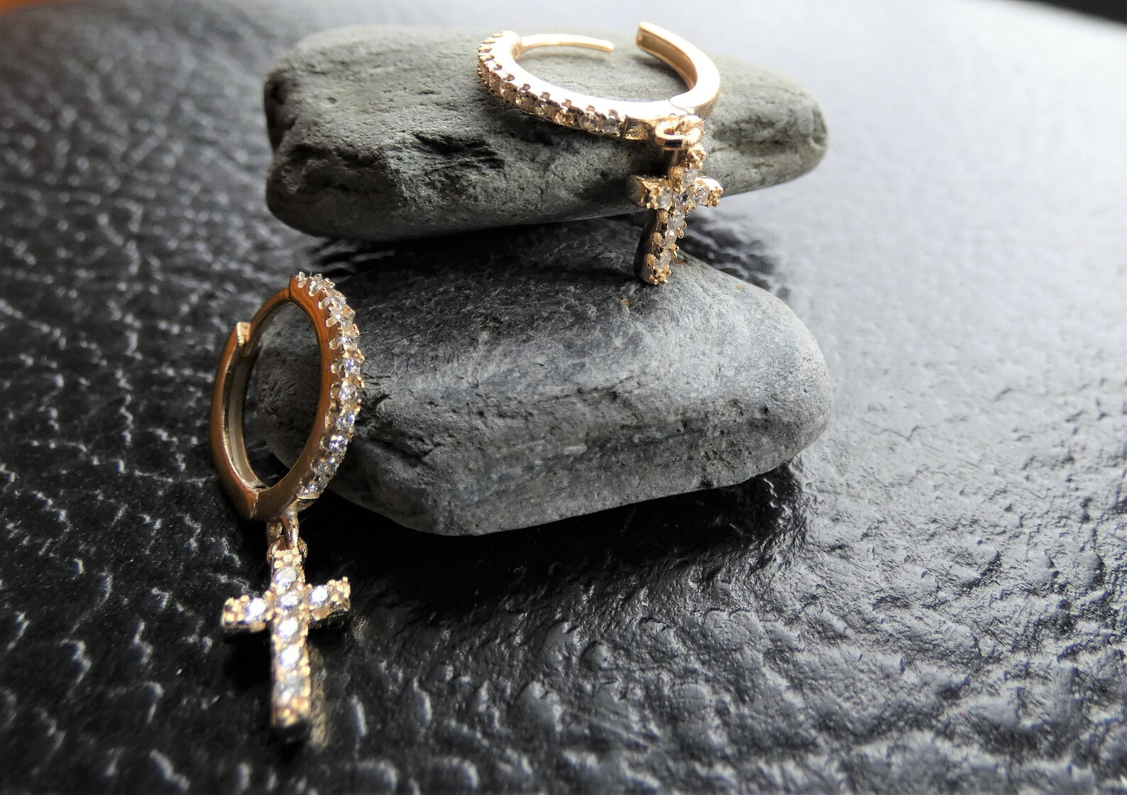 Huggie Hoop Cross Hoop Small Cross Hoop Cross Huggie - Etsy