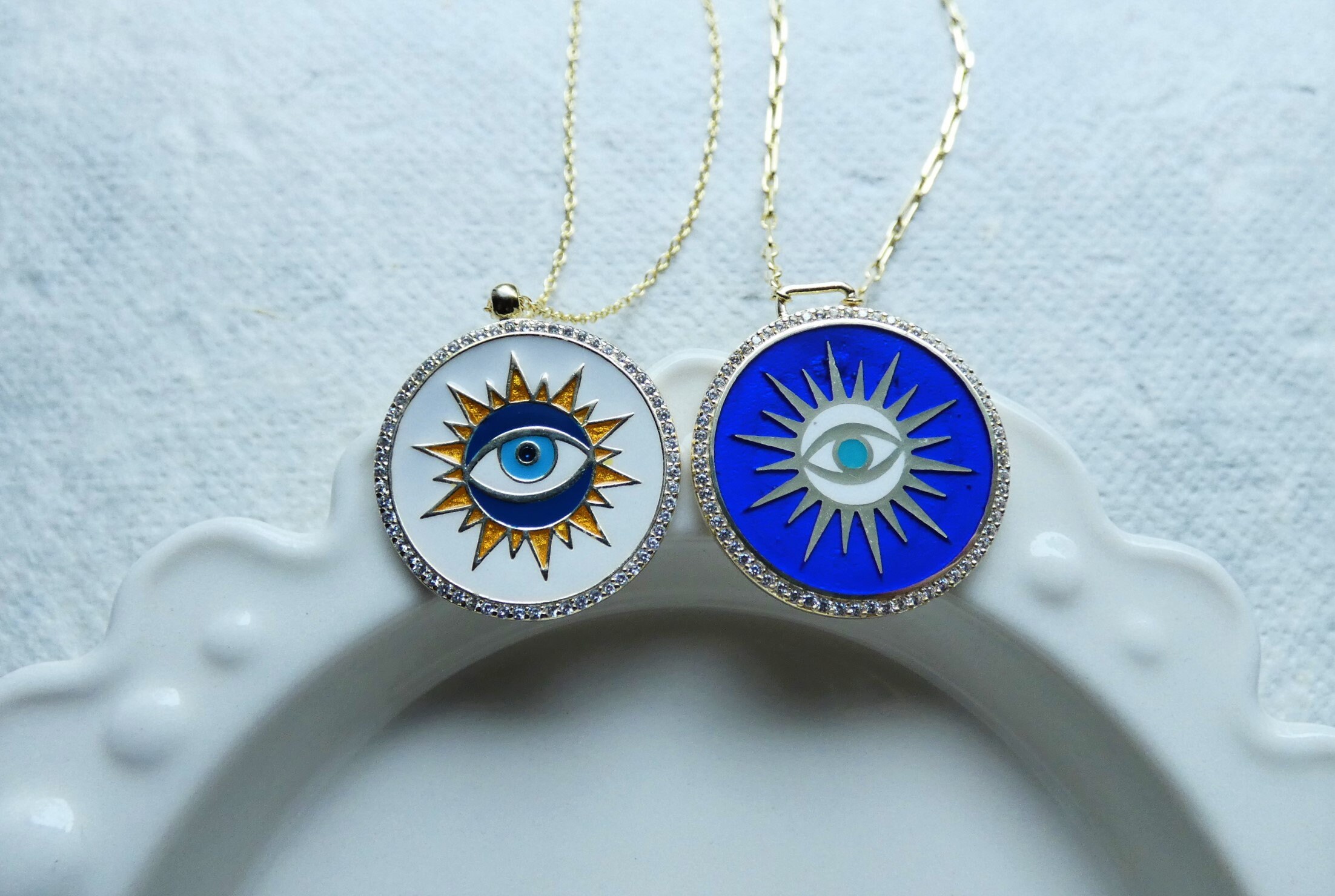 Evil Eye Necklace, Evil Eye Sun Necklace, Sunburst Necklace, Gold Sun ...