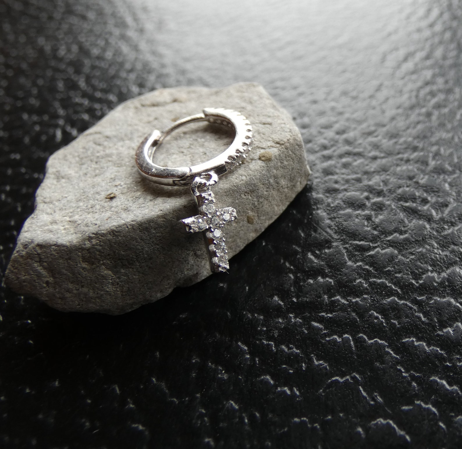 Huggie Hoop Cross Hoop Small Cross Hoop Cross Huggie - Etsy