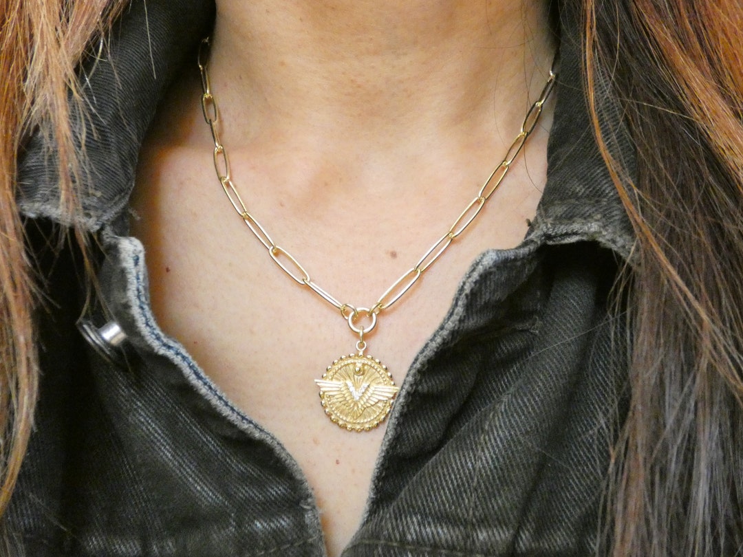 Paperclip Link Necklace, Layering Necklace, Chunky Necklace, Rectangle ...