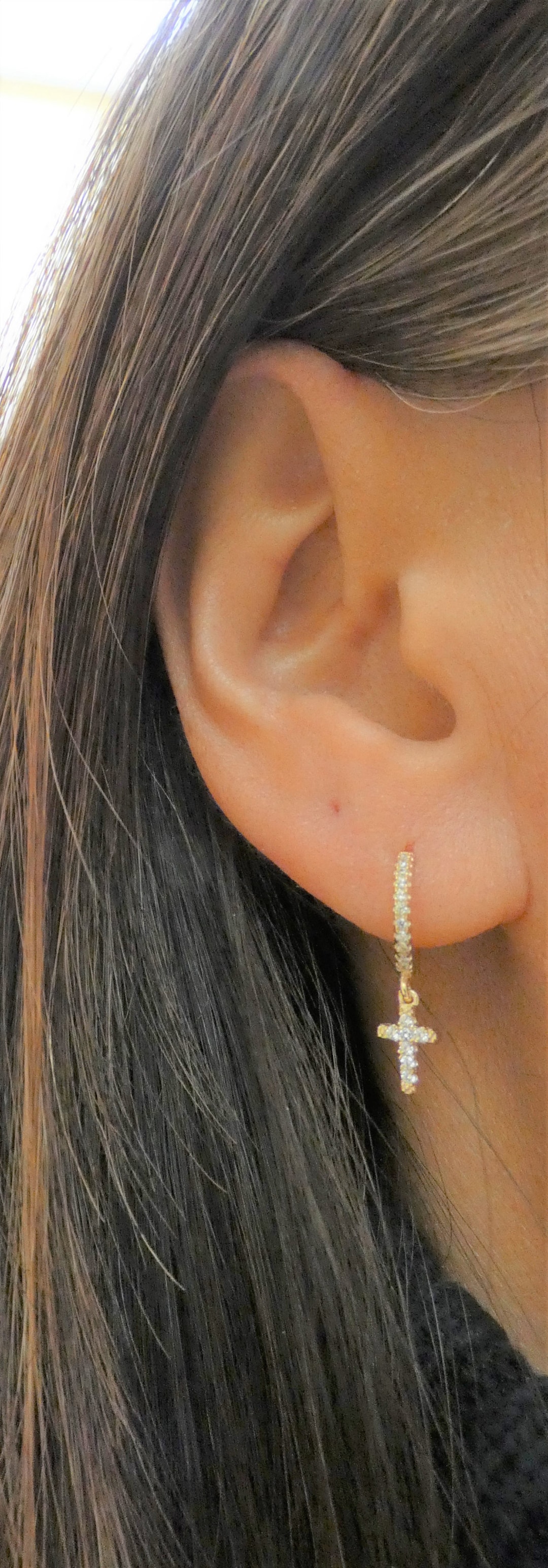 Huggie Hoop, Cross Hoop, Small Cross Hoop, Cross Huggie, Dainty Hoop ...