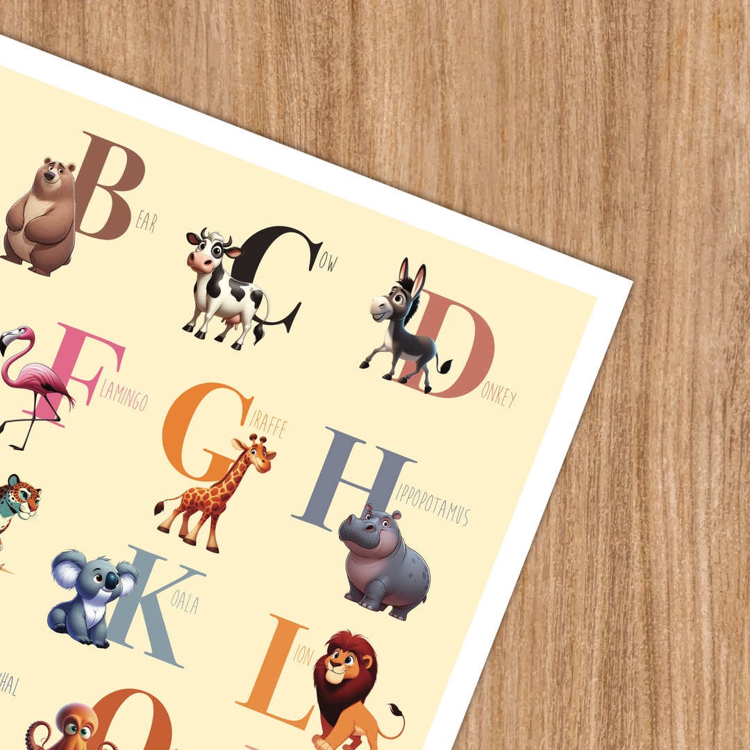 Animal Alphabet Abecedary Poster A3 Format, English Language - Etsy