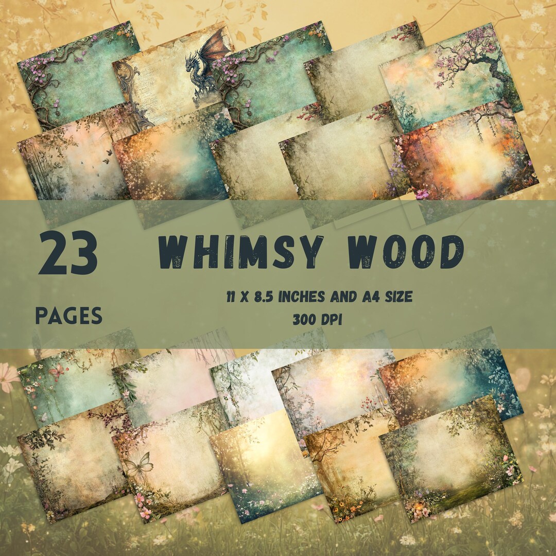 Whimsy Wood Backgrounds for Design, Crafting, Editing Template, A4 and ...