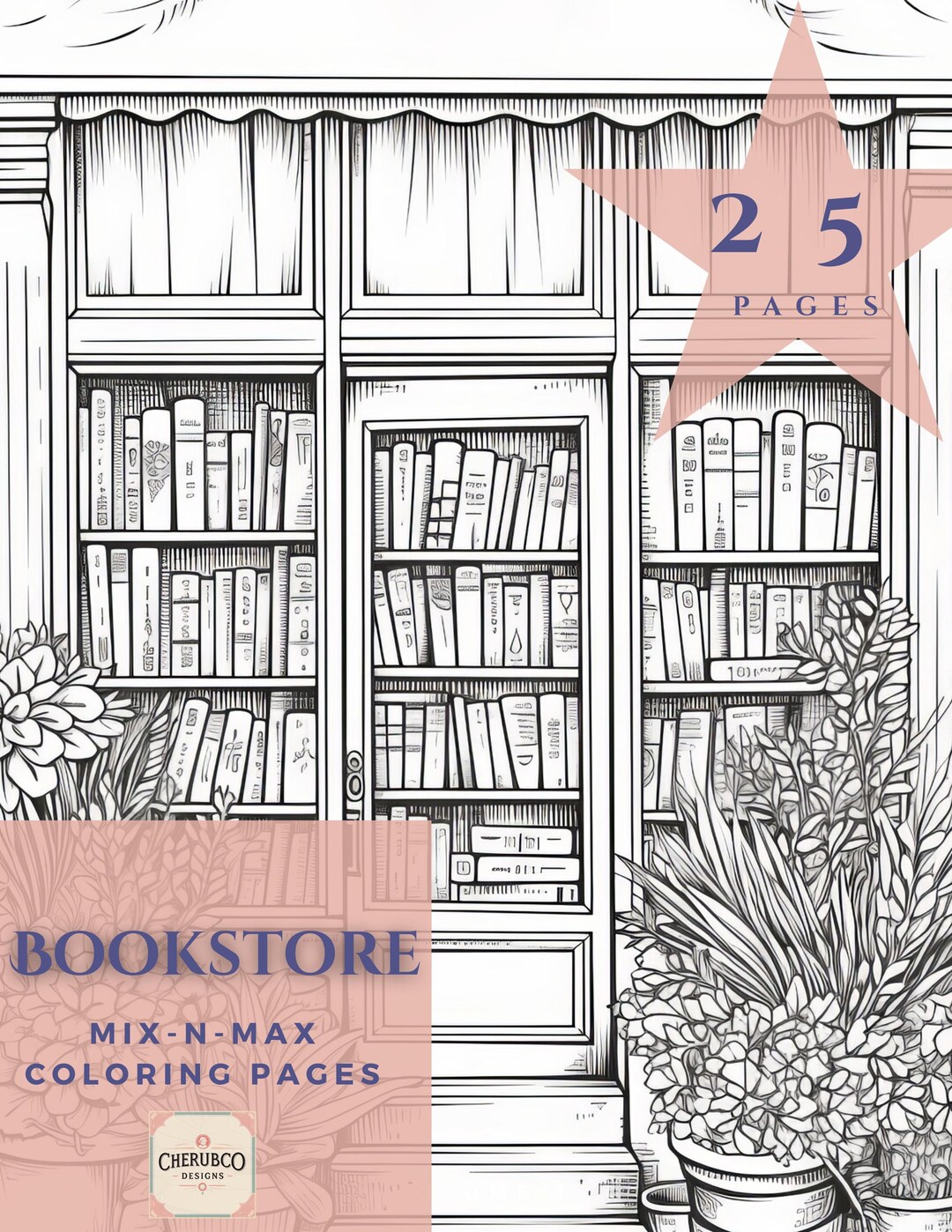 Colouring Book, Digital Products, Bookstore Coloring Pages, Printable ...