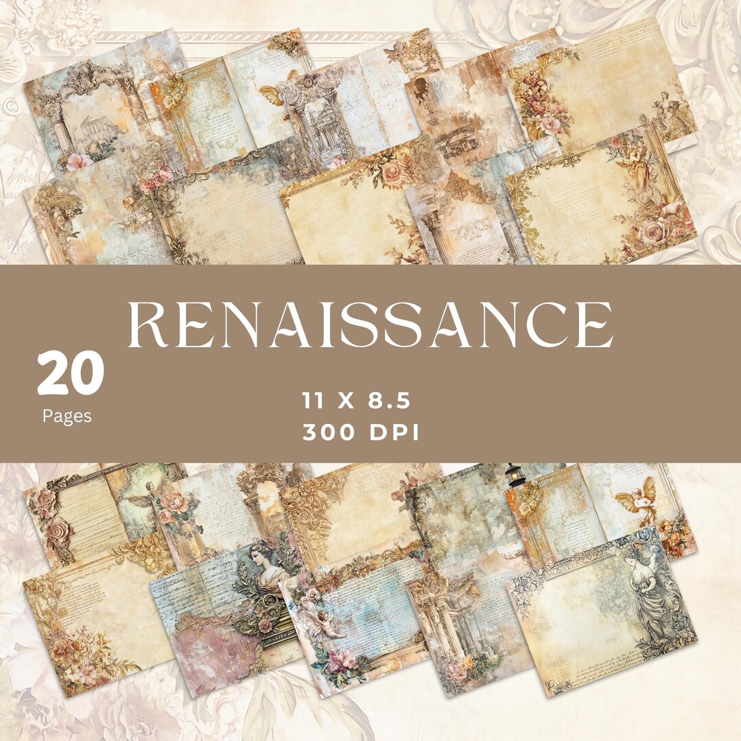 Renaissance Pages for Junk Journals and Scrapbooking. 20 Pages 11 X 8.5 ...