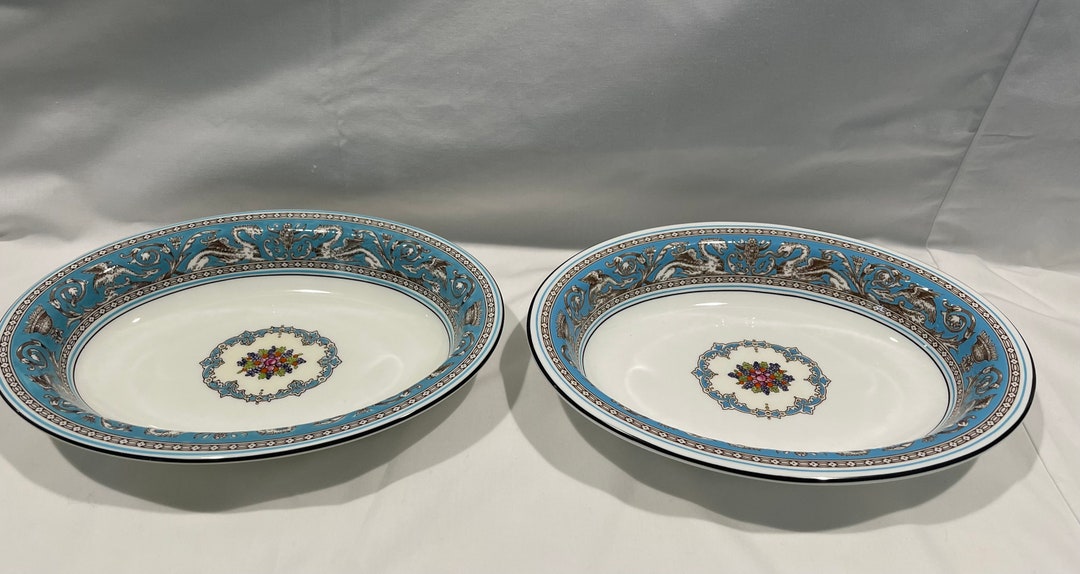 Wedgwood Florentine Turquoise Bone China 10 Oval Serving Bowls Set of 2 ...