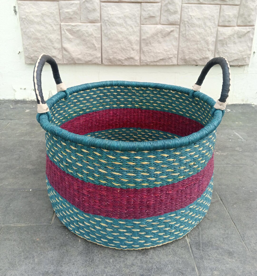 Stack Basket With Handles| Woven Laundry Basket| Handwoven Floor Bin ...