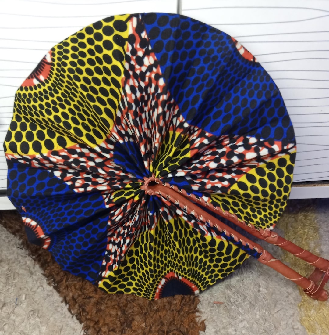 Hand Fan With Leather Handle Ankara Fabric Hand Fan Fabric Foldable Fan ...