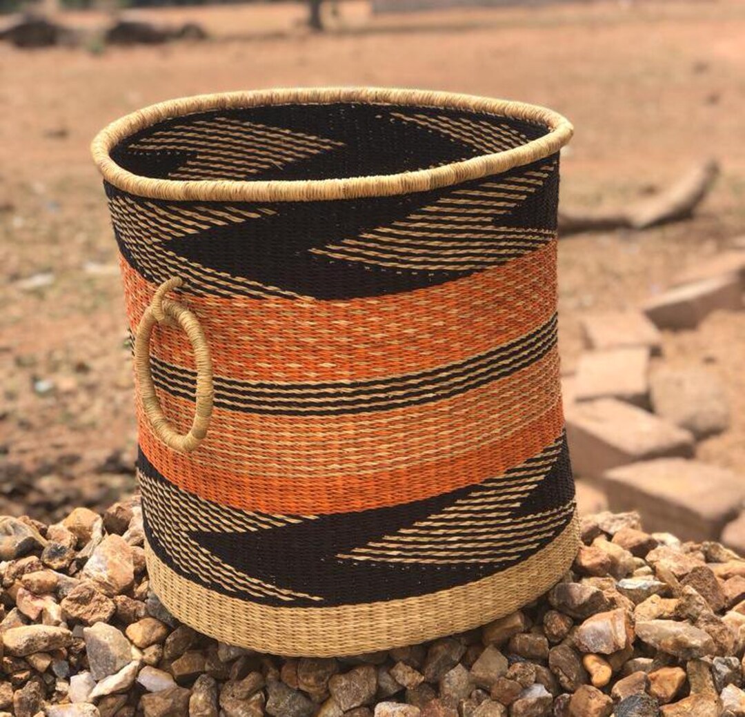 Eco-friendly Grass Laundry Basket Without Lid| Bolga Cloth Storage ...