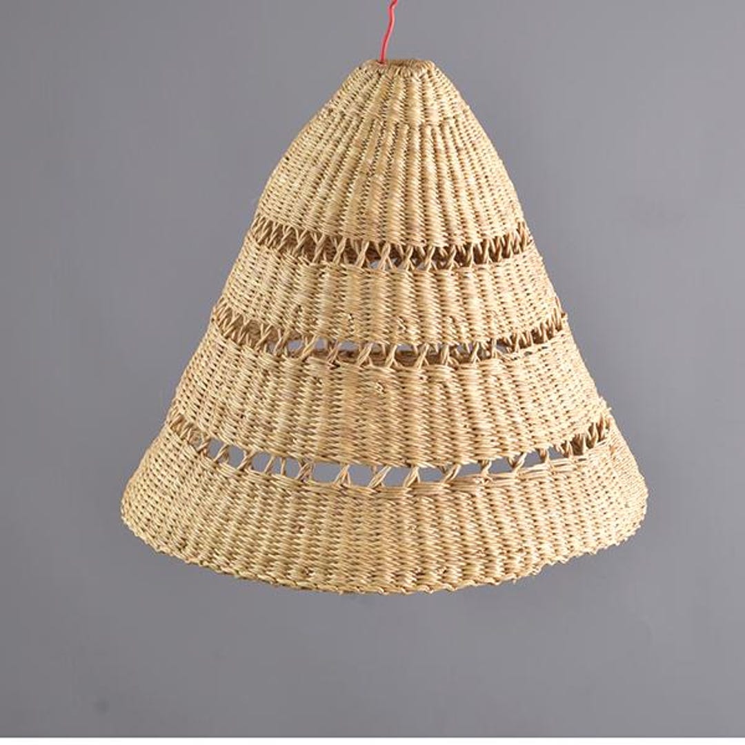 Straw Lampshade| Straw Ceiling Lightshade| Handwoven Chandelier ...
