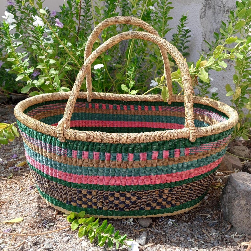 Woven Basket With Handle - Etsy