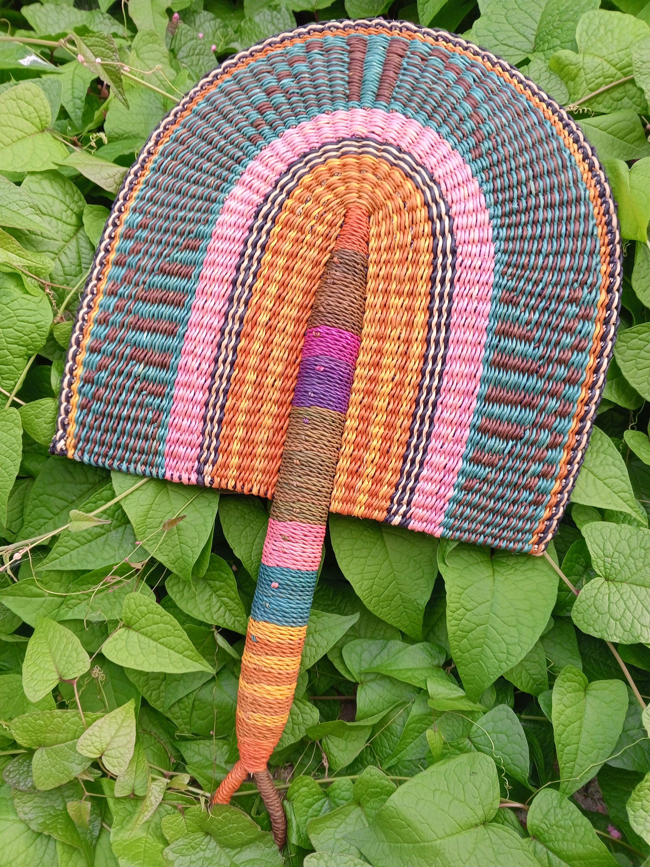 Handwoven Hand Fan| Wall Mount| Decor Fans| Colorful Wicker Hand Fan ...