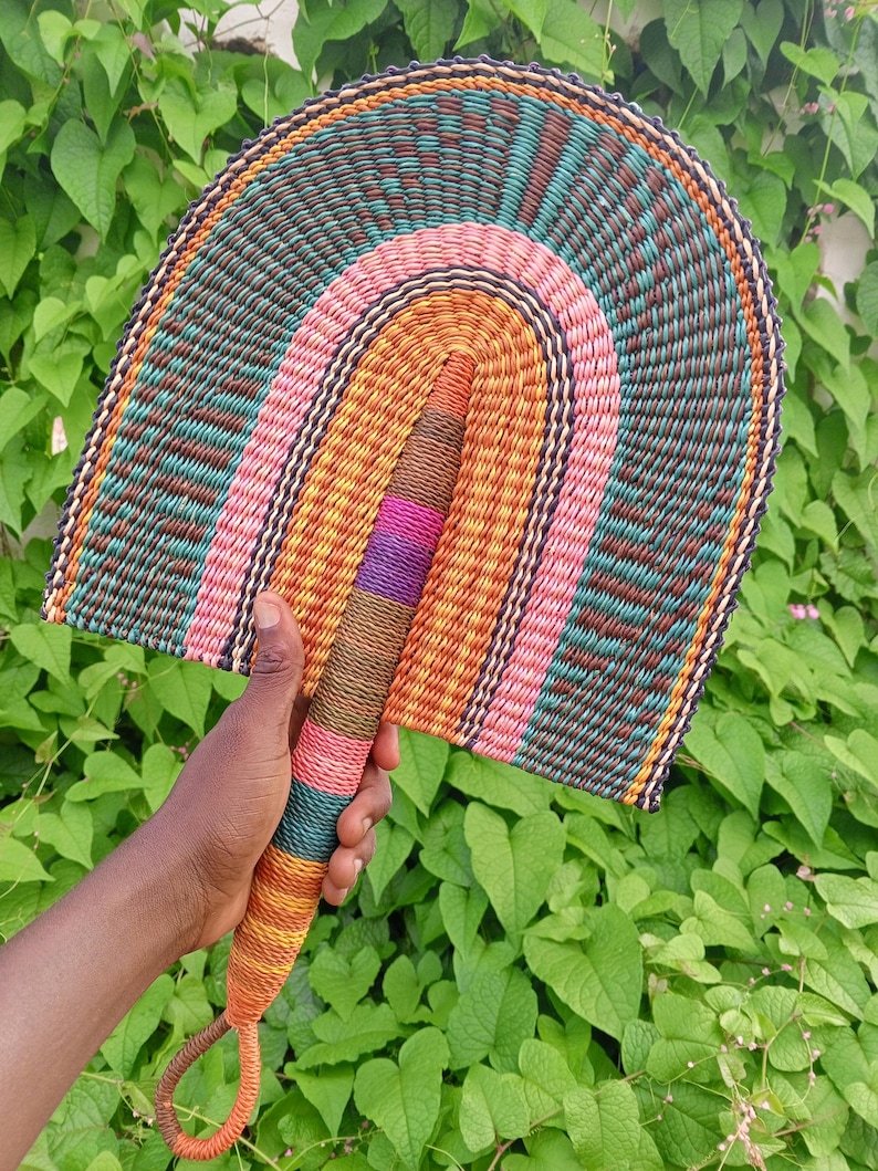 Handwoven African Colored-straw Hand Fans| Eco-friendly Wall Mount ...