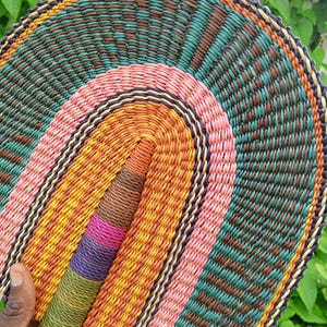 Handwoven Hand Fan| Wall Mount| Decor Fans| Colorful Wicker Hand Fan ...