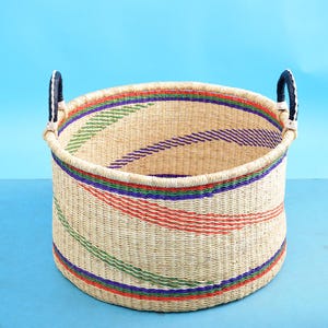Straw Tub Basket With Handles| Laundry Basket| Clothes Storage Basket ...