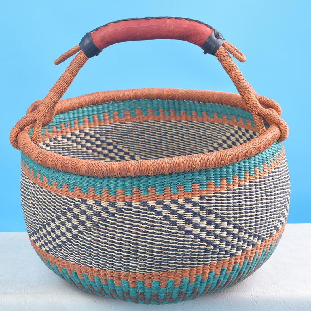 Straw Shopping Basket| Colored-straw Market Basket| Beach Storage ...