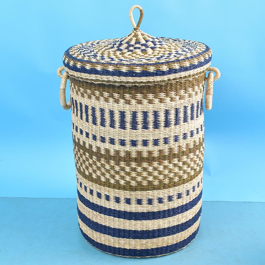 Straw Hamper With Lid| Bolga Woven Tub| Handwoven Laundry Basket With ...