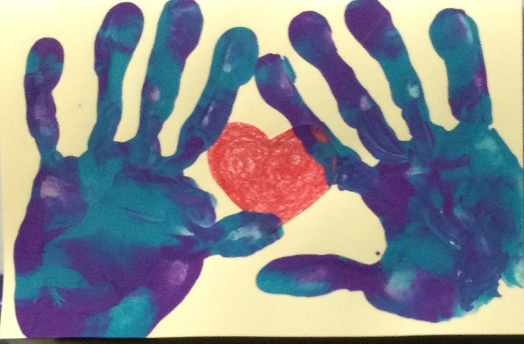 Father's Day Card DIY Handprint and Heart - Etsy