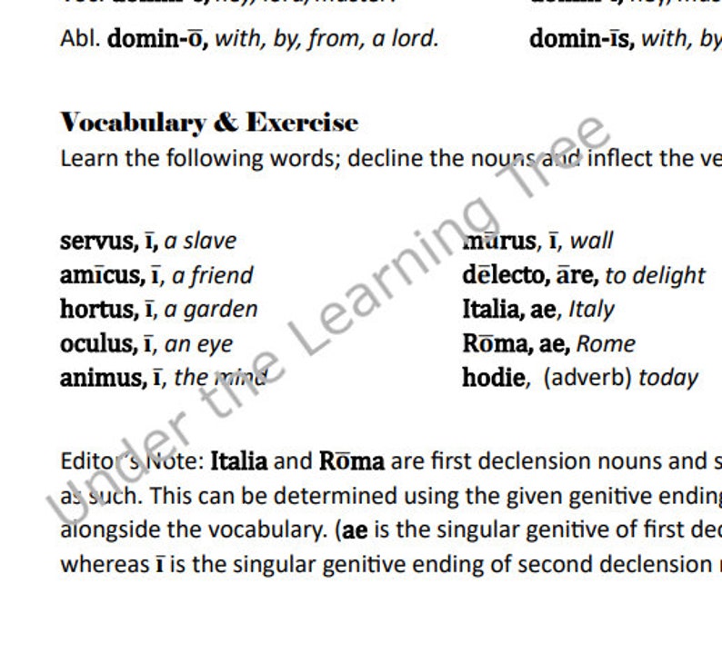 Lessons 6 - 10 | Latin Printable Worksheets | First Latin Book and ...