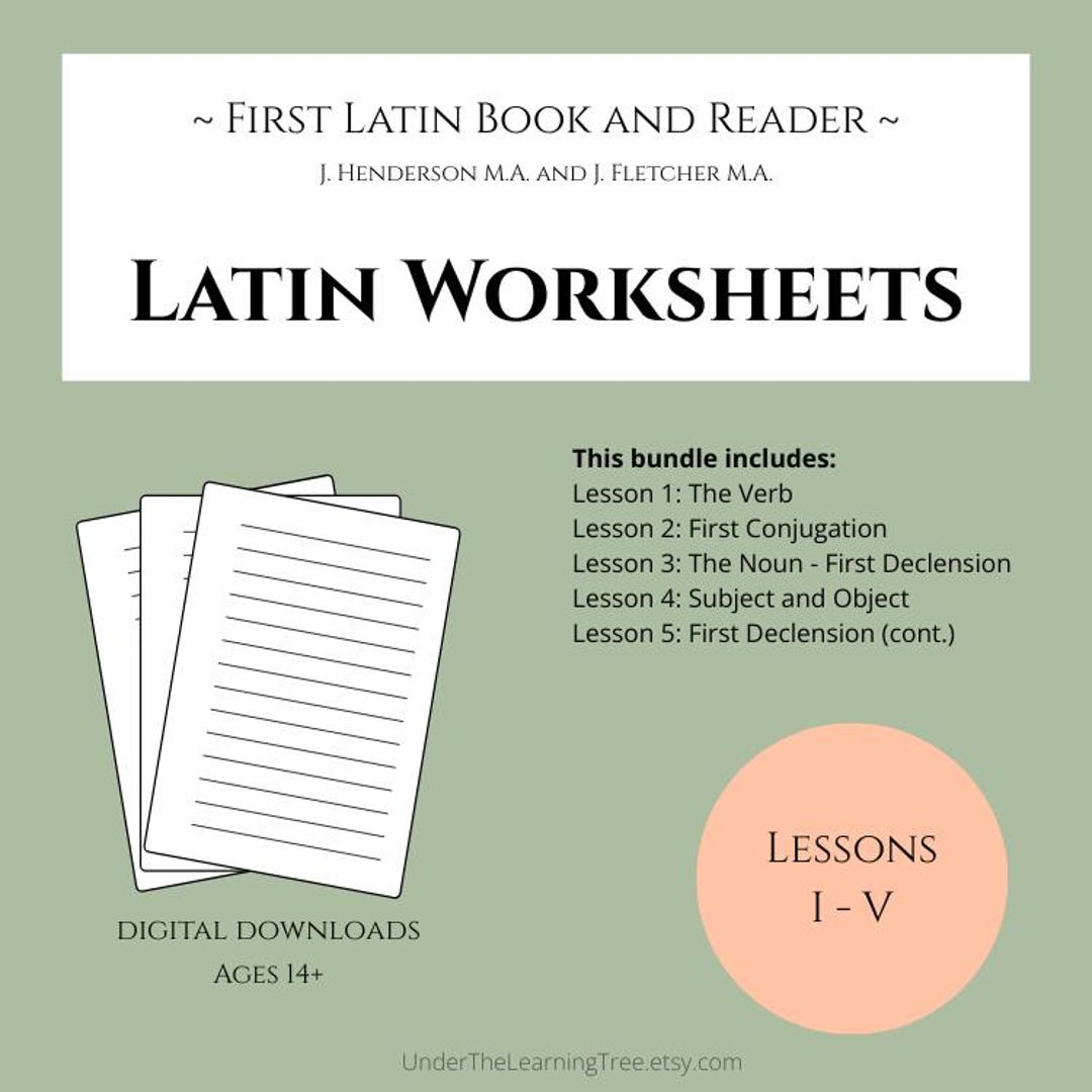 Lessons 1 - 5 | Latin Printable Worksheets | First Latin Book and ...
